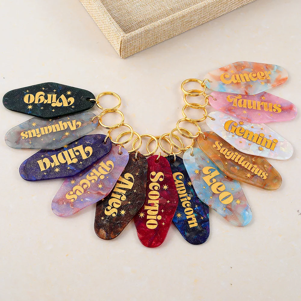 Personalized Acrylic Glitter Retro Vintage Motel Keychain Blank Custom ...