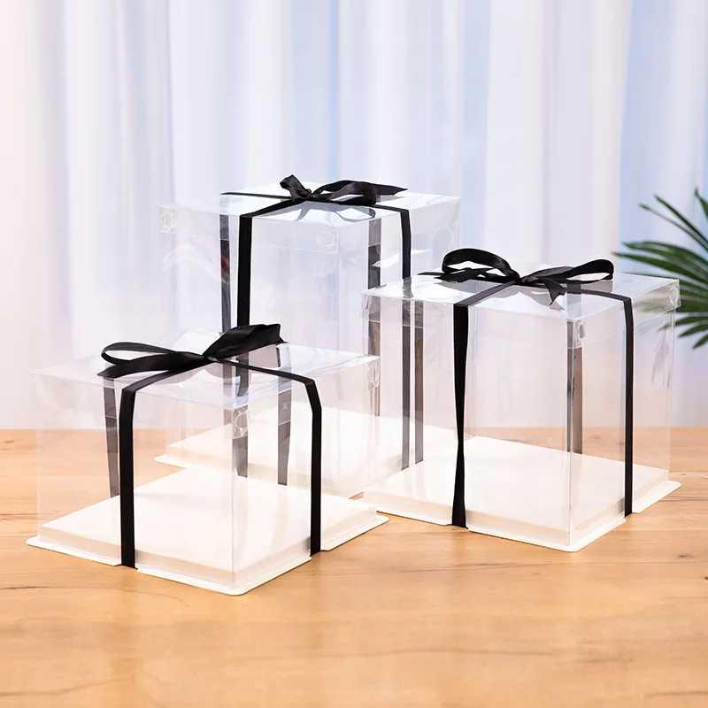 Wholesale Birthday Cake Plastic Box Disposable Baked Goods Transparent ...
