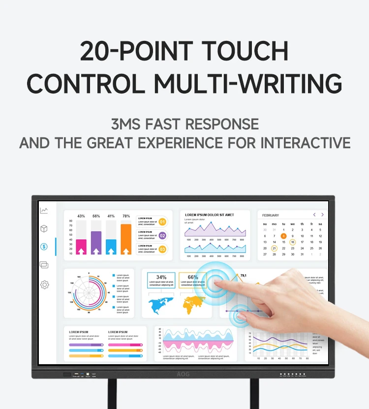 55 65 75 Inch Interactive Whiteboard Electronic Interactive White Board ...