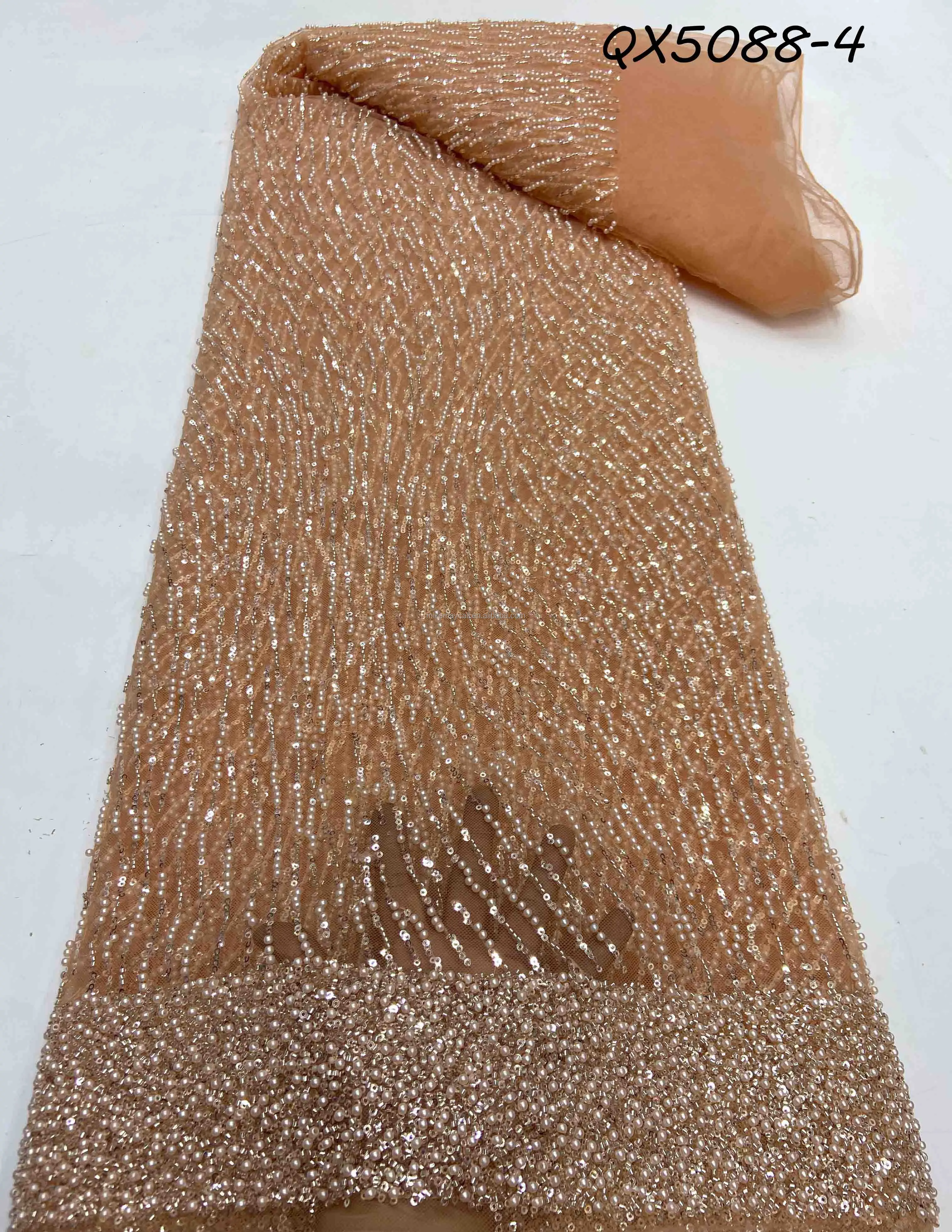 Nigerian Heavy Blown Lace Beaded Fabric Embroidery Tassels Beaded ...