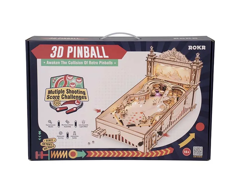 Robotime Rokr DIY 3D Pinball Machine Model Kits for Adults