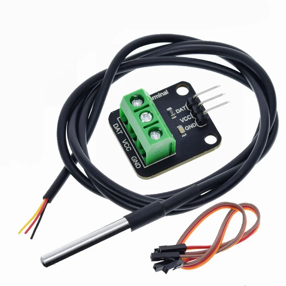 DS18B20 temperature sensor digital thermometer probe+terminal adapter ...