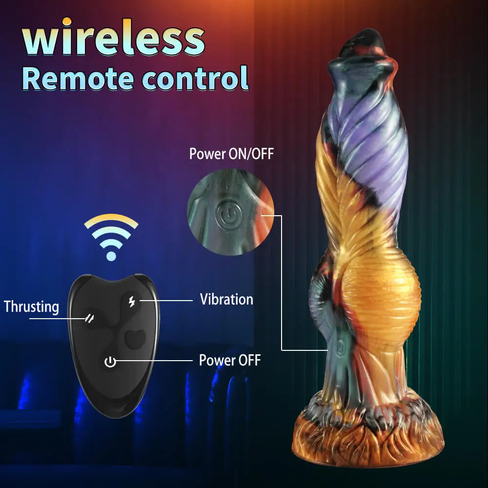 Remote Control Silicone Vibrating Thrusting Fantasy Dildo