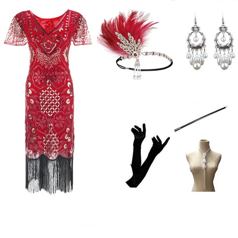 Vintage Flapper Halloween Cosplay Dress - 1920s Gatsby Party