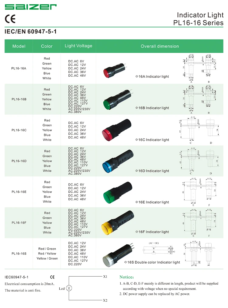 Salzer PL16-22D LED Indicator Lamps - Reliable and Versatile