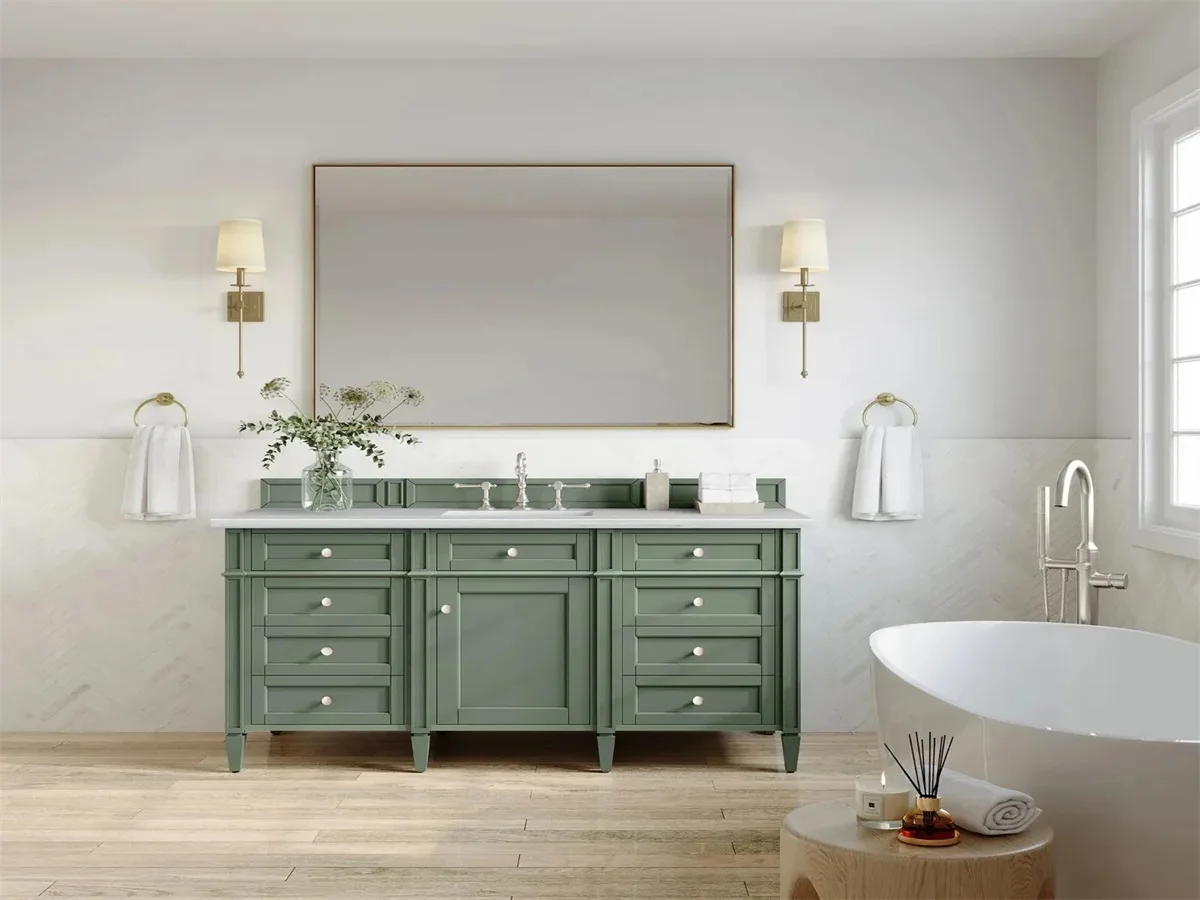 Modern Marble Top Bathroom Vanity - Matte or Glossy Lacquer