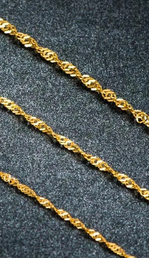 18k Twisted Chain Necklace Real Gold Jewelry Solid Gold Chain 18k Gold ...