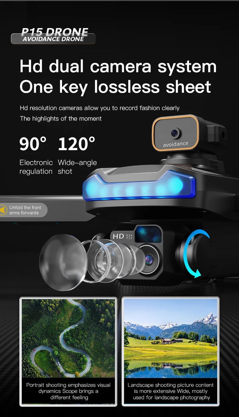 TAYA P15 Drone Dual Camera Quadcopter Drone ABS Material LED Lights ...