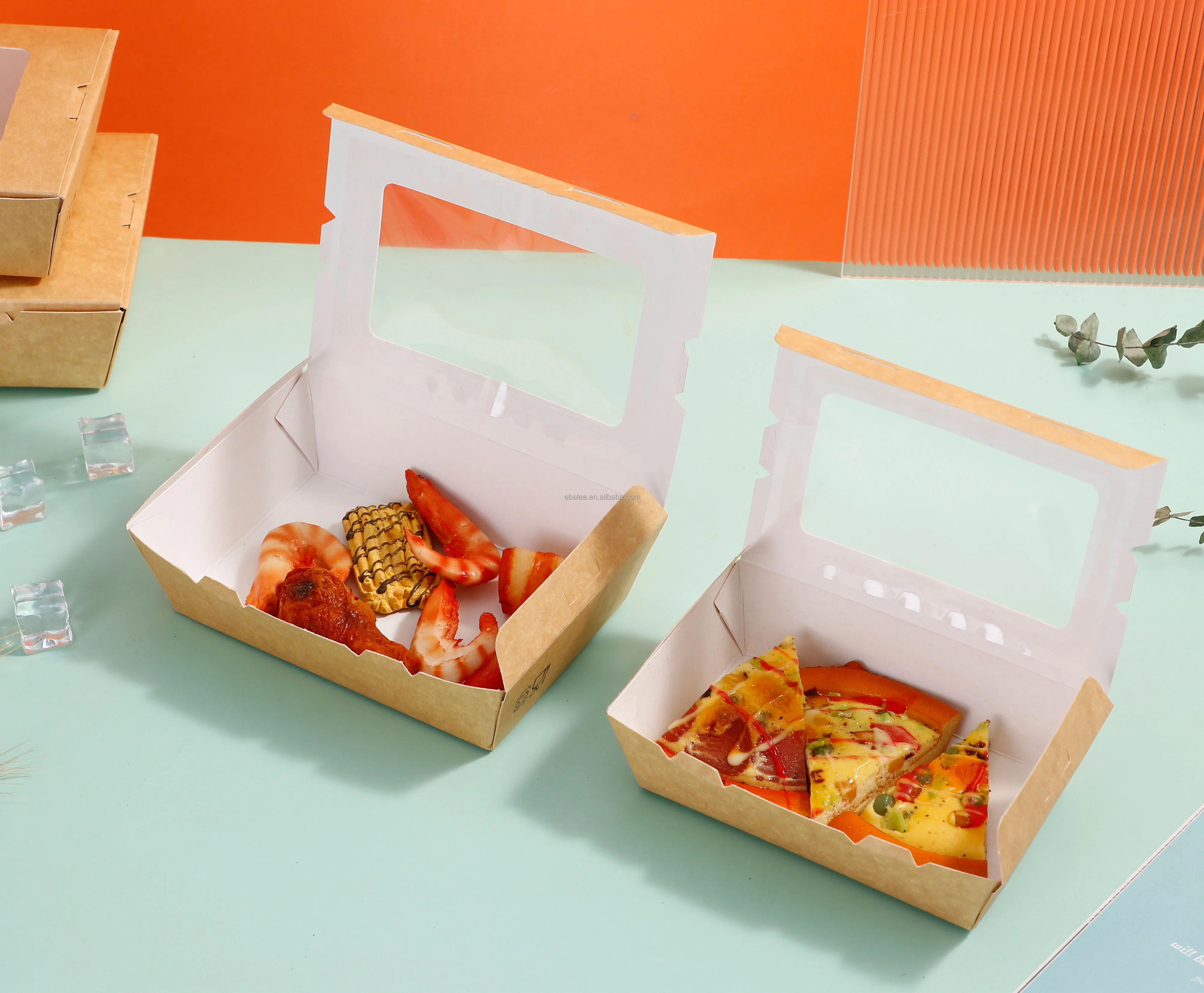 Ebelee 2-3-4 Compartment Bento Box - Disposable Paper Lunch Box