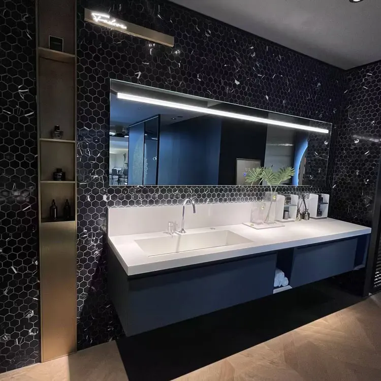 Luxury Wall Mount Floating Bathroom Vanity Wooden Panel Bathroom ...