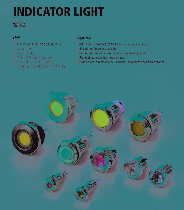 22mm Indicator Lamp Emergency Stop Switches - Buy Alarm Indicator Light ...