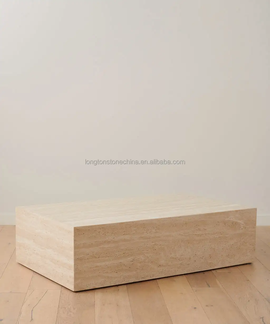 Minimalist Natural Travertine Cubic Marble Plinth Pillar Pedestal Stand ...