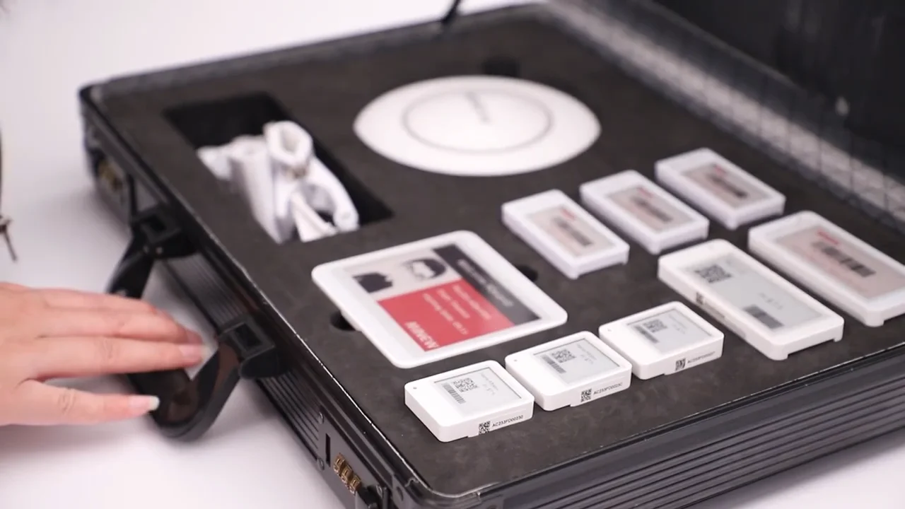 Minew Esl Digital E-Paper Display Label Tags in Stand Clip Rail