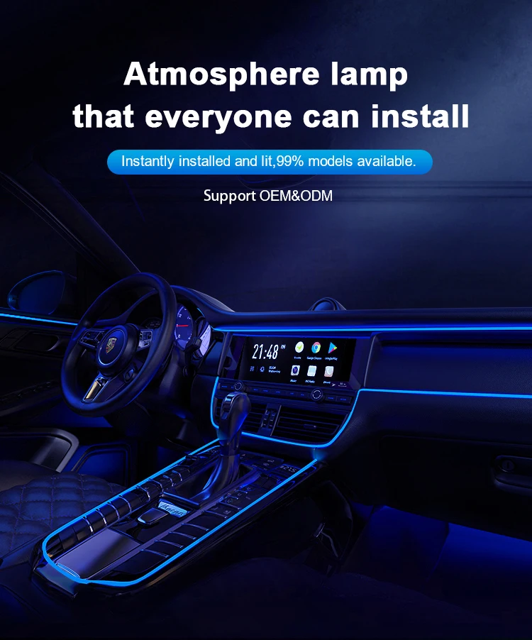 5M EL Car LED Neon Interior Atmosphere Light Strip Car Styling Cold ...