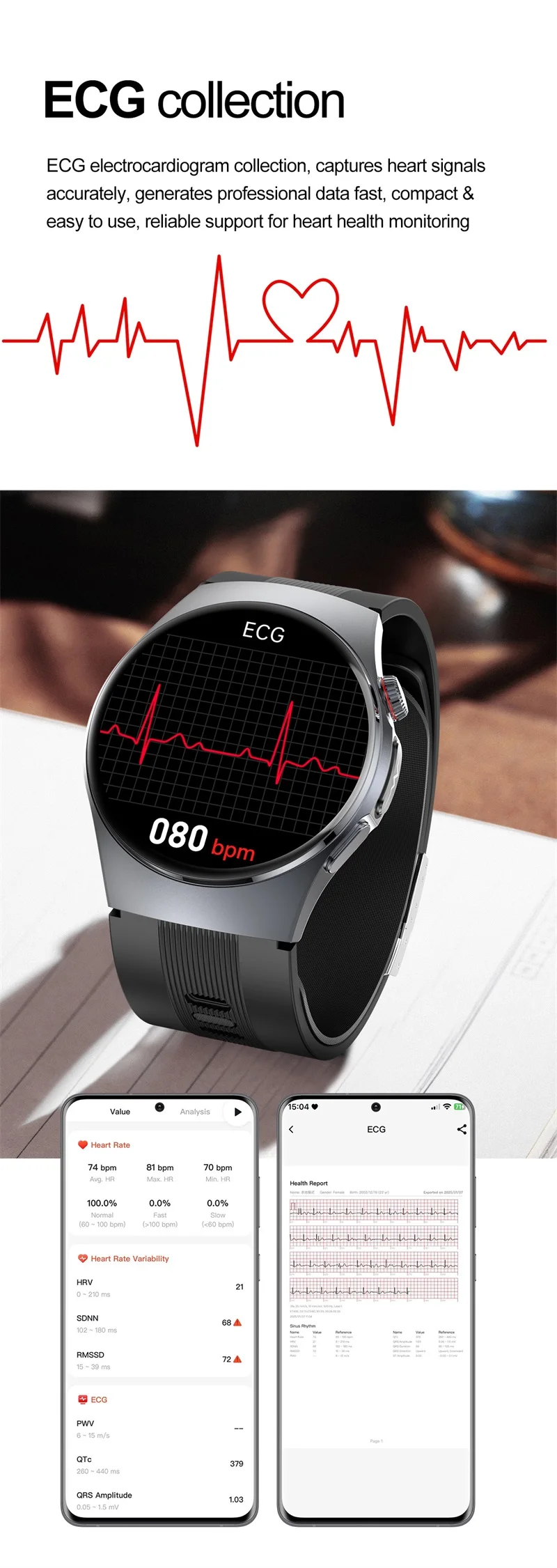 S201 AMOLED Smartwatch - Advanced Health & Fitness Tracker