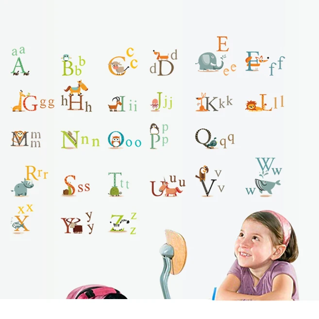 Cartoon Cute Animal Alphabet Stickers Letters For Kids Room - Buy ...