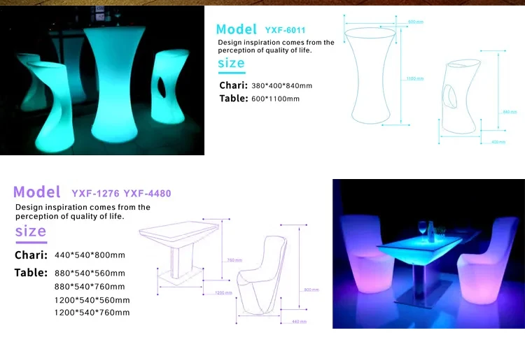 Glowing Led Bar Furniture Light Up Cocktail Table And Chairs ...