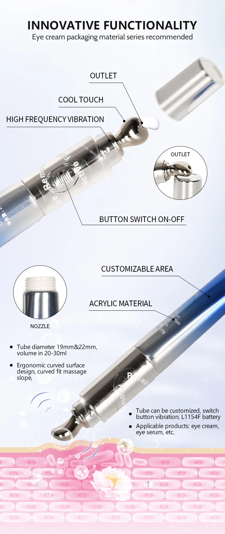 Eye Cream Tube - 20ml D18 PE Soft Tube with Massage Applicator