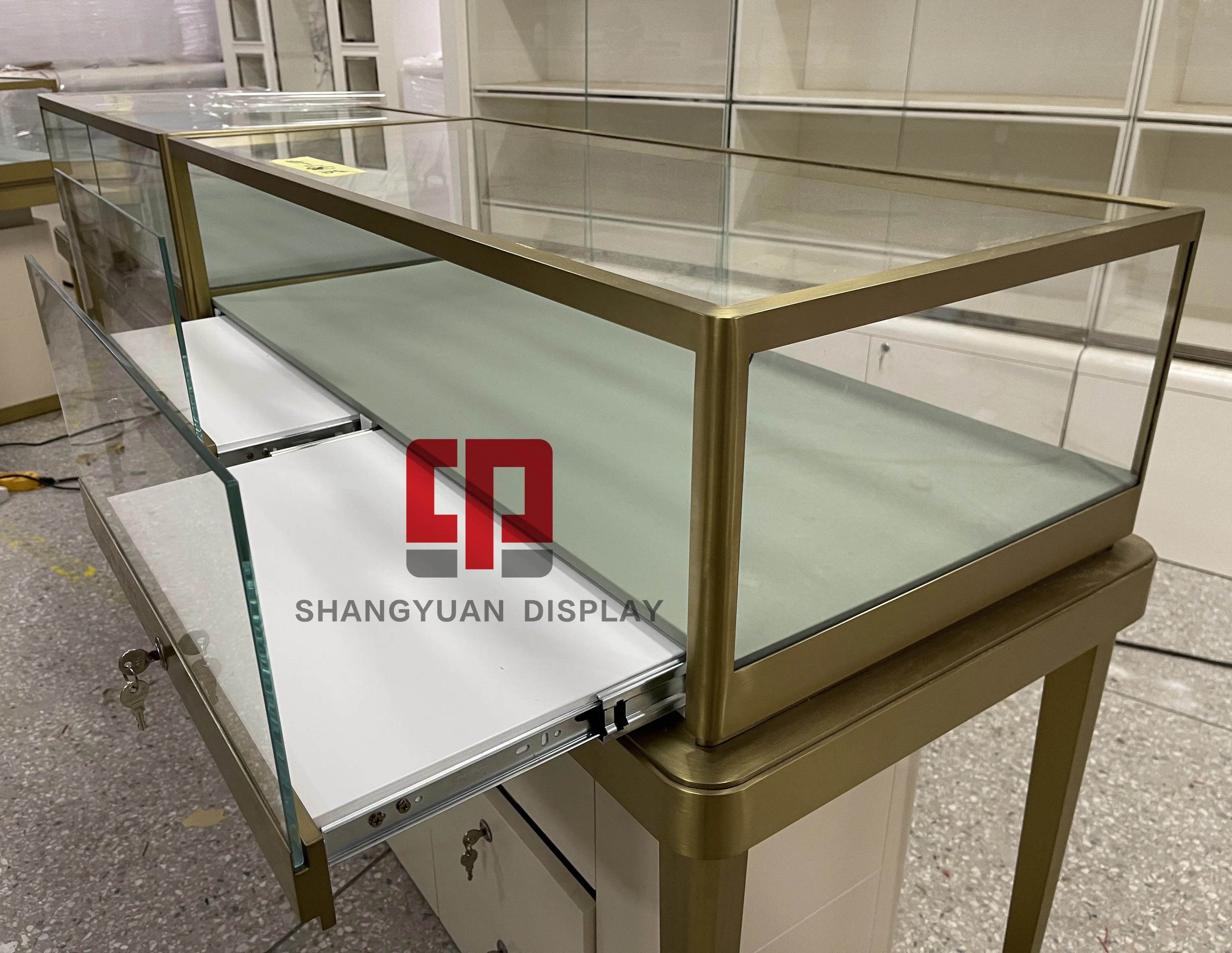 Luxury Stainless Steel Glass Display Cabinet Shenzhen Factory High-end ...