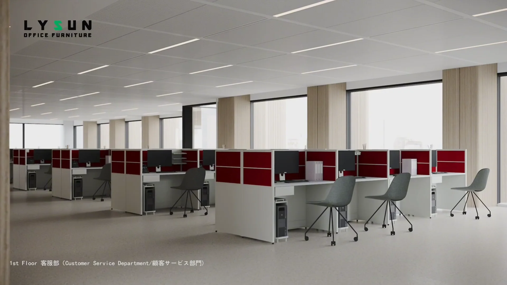 Open Coworking Desk 120 Degree Staff Modern Triangle Call Center Office ...