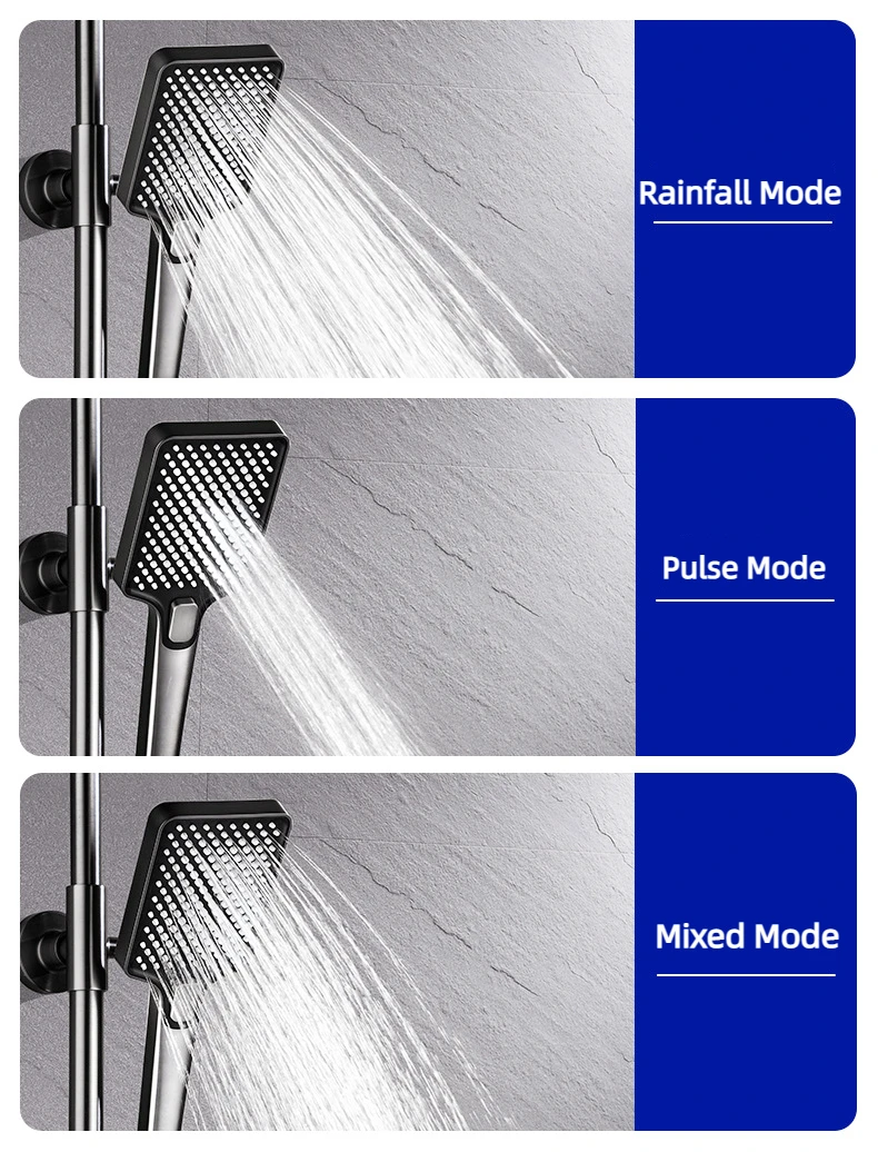 Luxury Piano Key Rainfall Shower Head with Handheld Spray, Adjustable ...