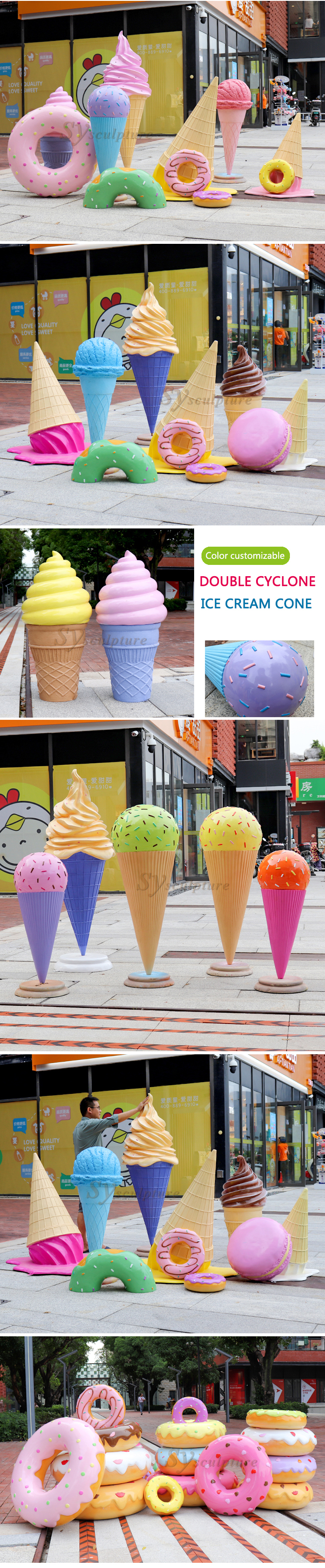 Giant Fiberglass Ice Cream Sculpture - Perfect for Outdoor Decor