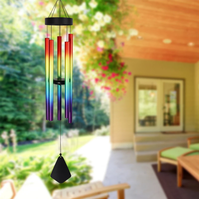 Creativity Large Quality Aluminum Tube Rainbow Gradient Wind Chimes ...