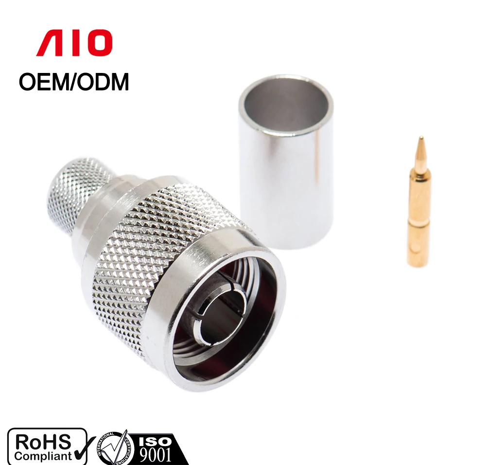 RF N Type Male Straight Clamp Plug Solder Nickel-Plated Female Welded ...