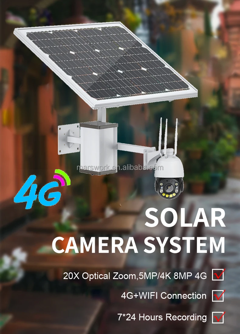 Solar 4g Ptz Camera 4k 8mp 20x Optical Zoom 4g Speed Dome 60w Solar ...