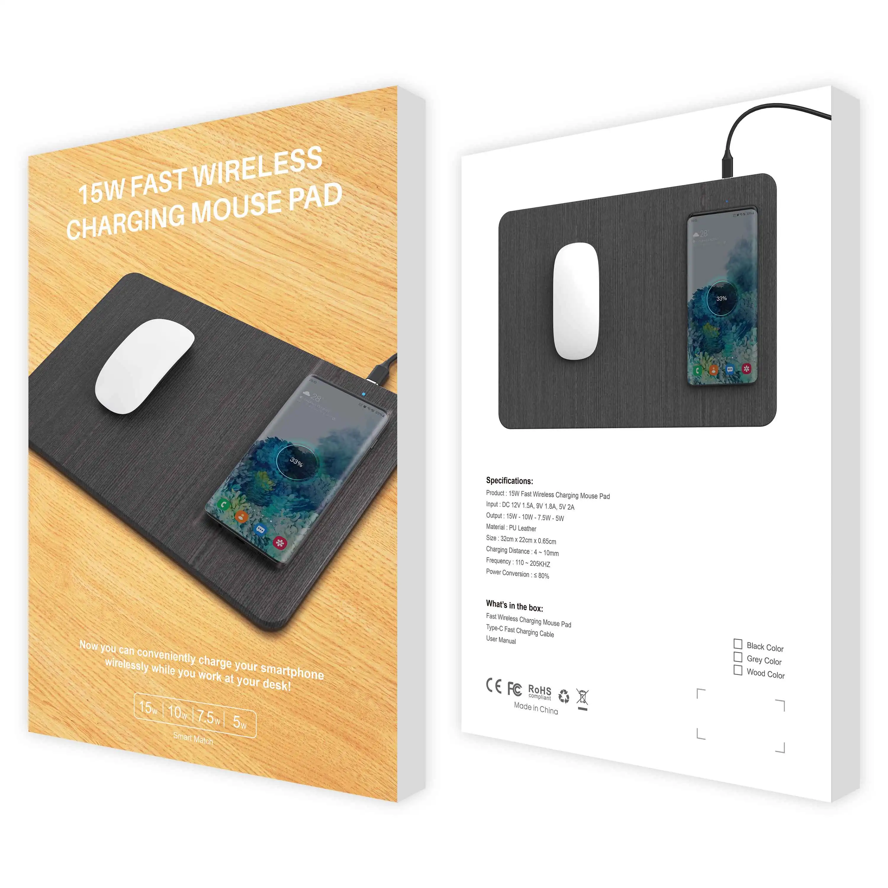 Portable 2 In 1 Wireless Charging 15w Jwj Gaming Rgb Office Qi Pu Mouse ...