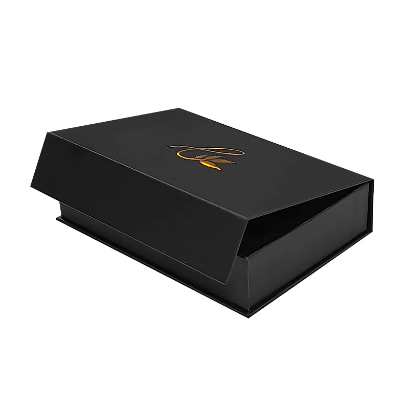 Custom Black Matte Stamped Gold Logo Magnetic Gift Jewelry Paper Box ...
