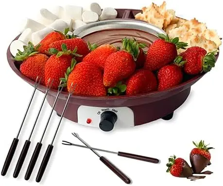 Fondue Pot Set Electric Chocolate Fondue Maker With 6 Forks & Serving ...