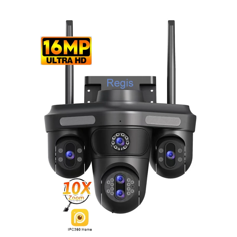 Regis Four Lens 3 Screens 10x Optical Zoom Wifi Ptz 16mp 8k Wireless Color Night Vision Security ...
