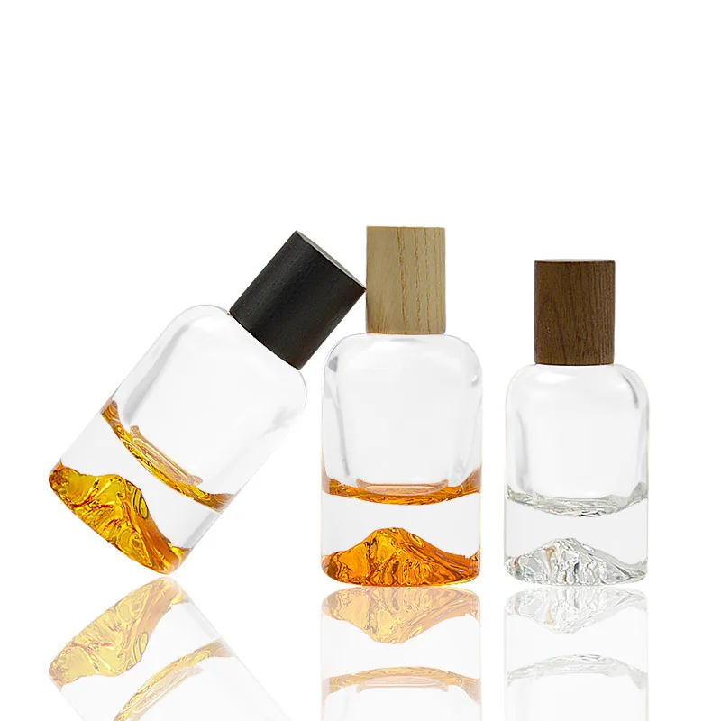 Luxury 50ml Round Glass Perfume Bottle with Marble Lid & Mountain ...