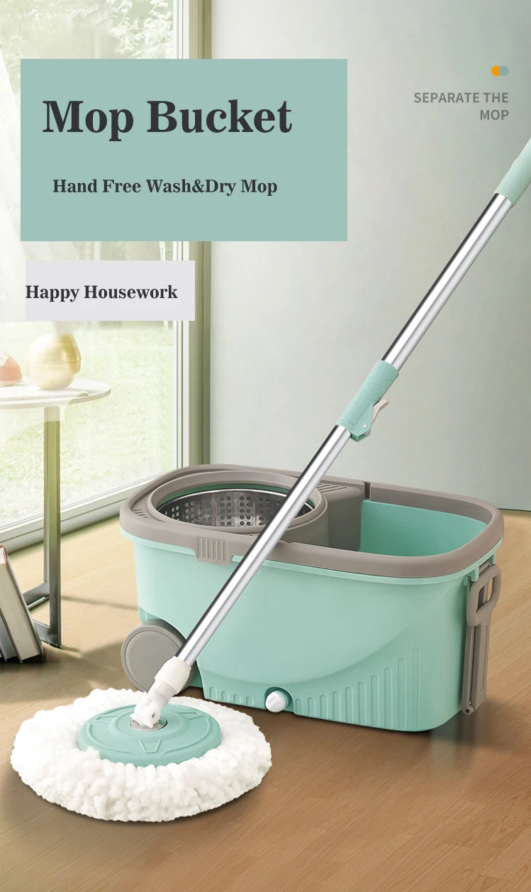 Stainless Steel Rod Floating Mop Cleaner Magic Mop Spin Dry Cleaning ...