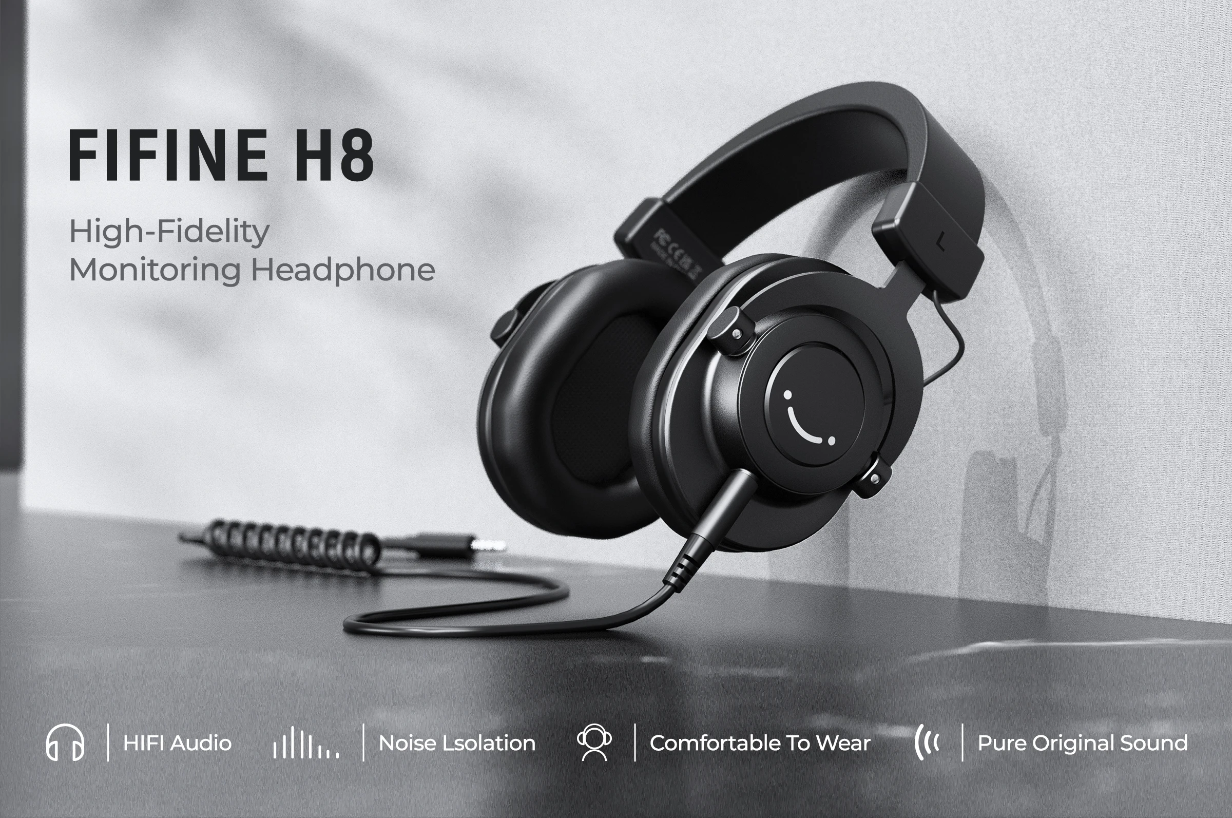 Fifine H8 Wired Over Ear Headphones - Professional Studio Monitor ...