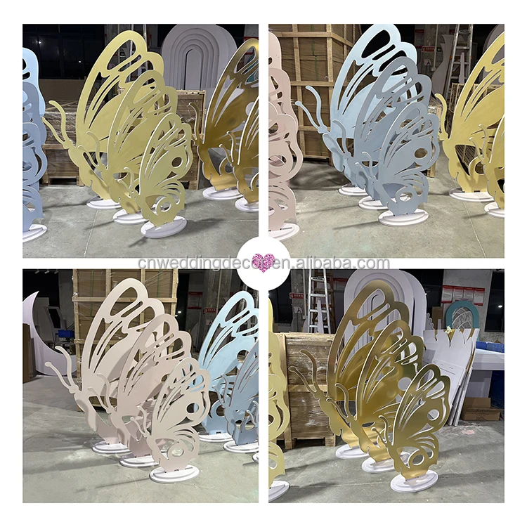 Luxury Pvc Backdrop Stand Frame Gold Butterfly Acrylic Backdrop For ...