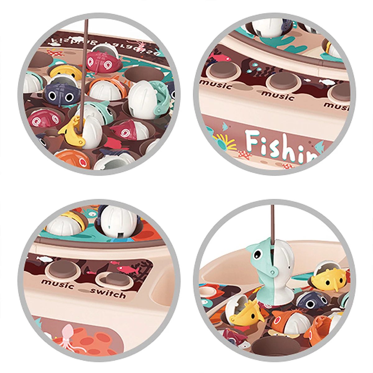 Rotating Fishing Game Toy Magnet Fishing With Music And Light Fishing ...