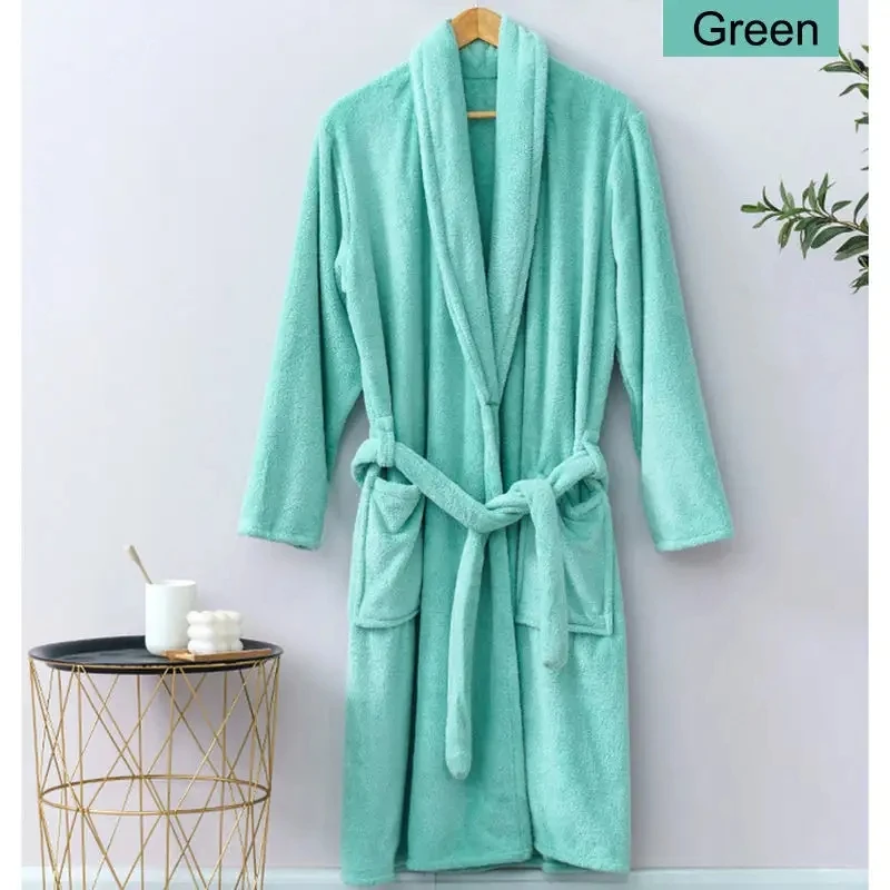 Wholesale Custom Good Quality Women Coral Fleece Solid Color Bathrobe ...