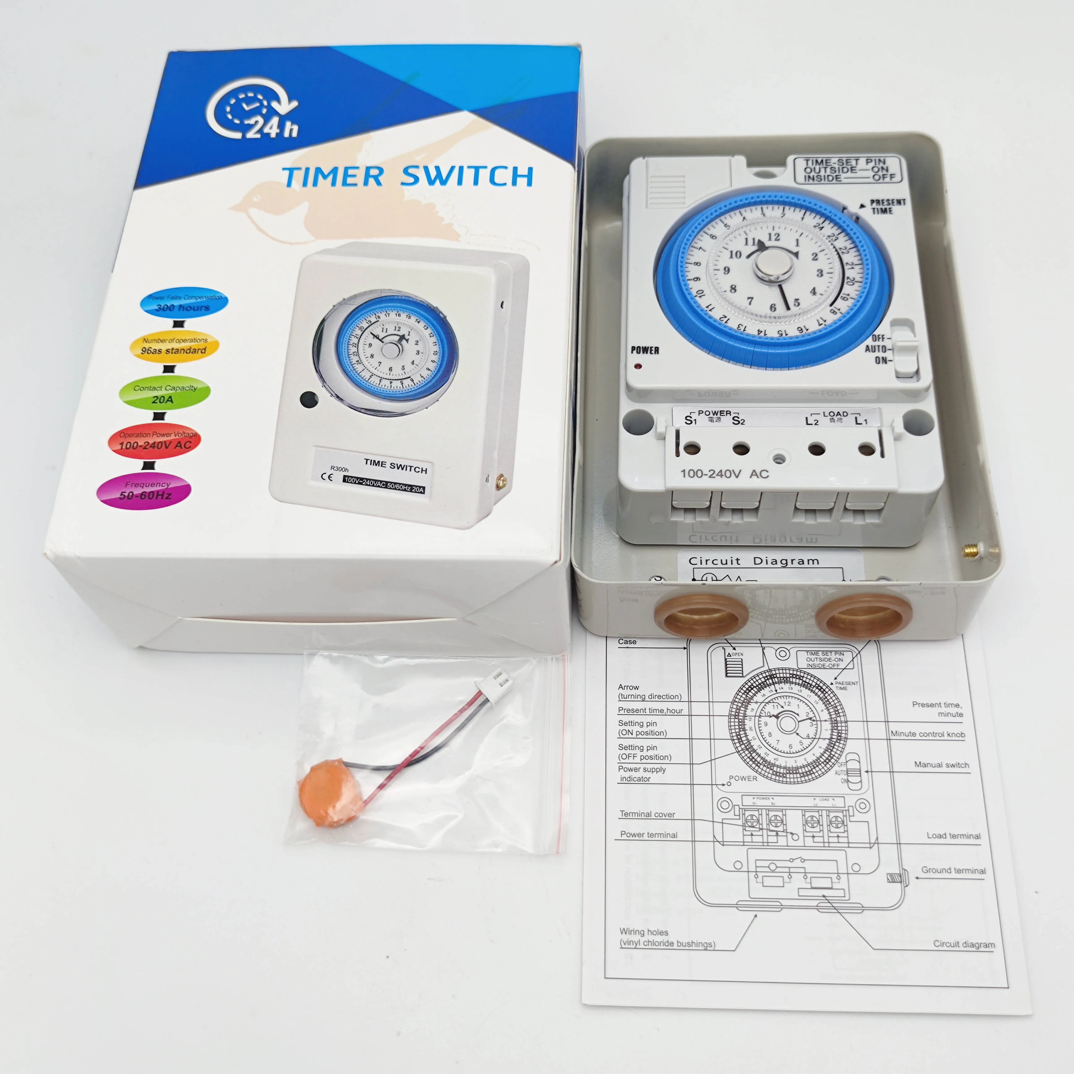Ac220v 24hours Mechanical Rotary Timer Switch Tb35 With Metal Box Time ...