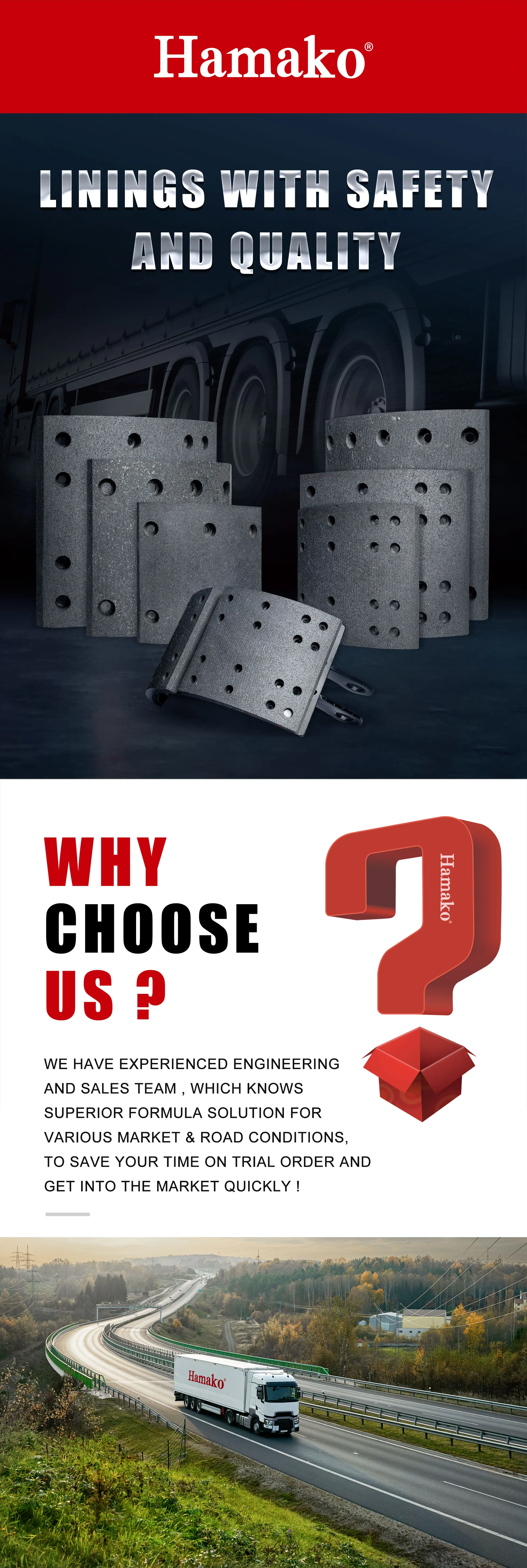 Hamako Auto Parts 41039-90014 Brake Lining Japanese Heavy Truck Brake ...