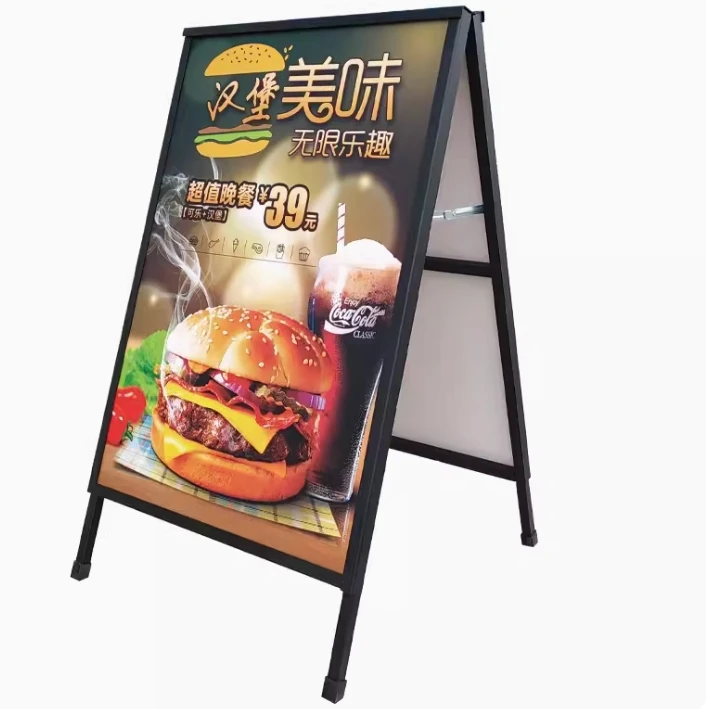 2 Side View Floor Stand Sign Display Board Advertising Holder Poster ...