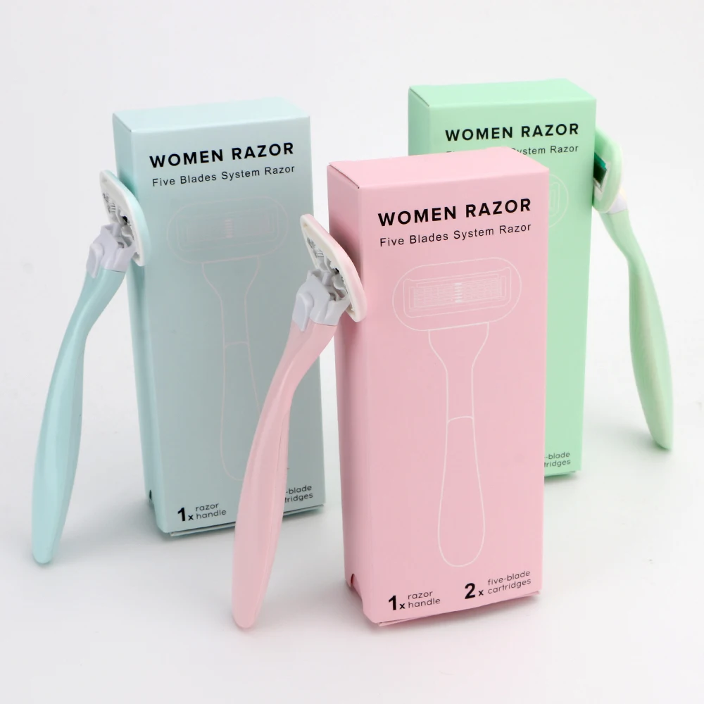 Women System Razor Four Blade Plastic And Metal Handle Replaceable ...