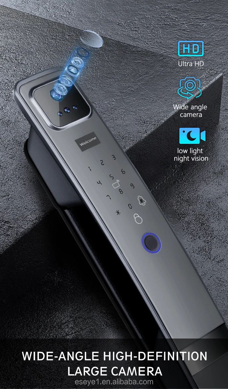 Eseye Electronic Tuya App Camera 3d Face Recognition Screen Fingerprint Smart Door Camera Lock ...