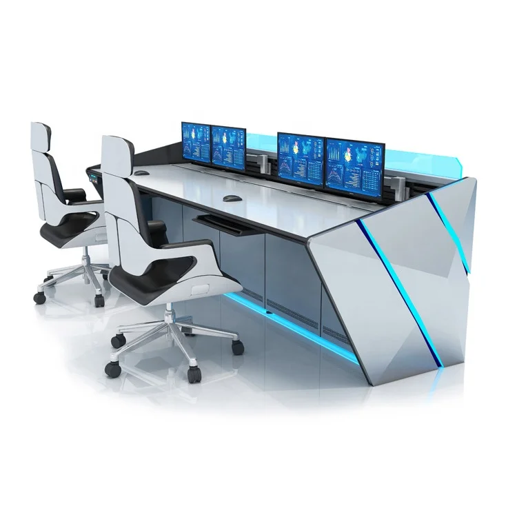 Command Center Computer Console Desk Led Light Monitor Control Center Operation Console Table ...