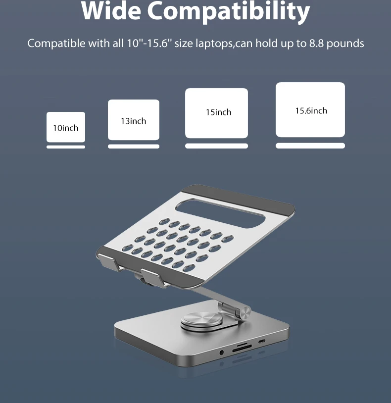 USB c Docking Station Tablet Holder Adjustable Height Aluminum Laptop ...