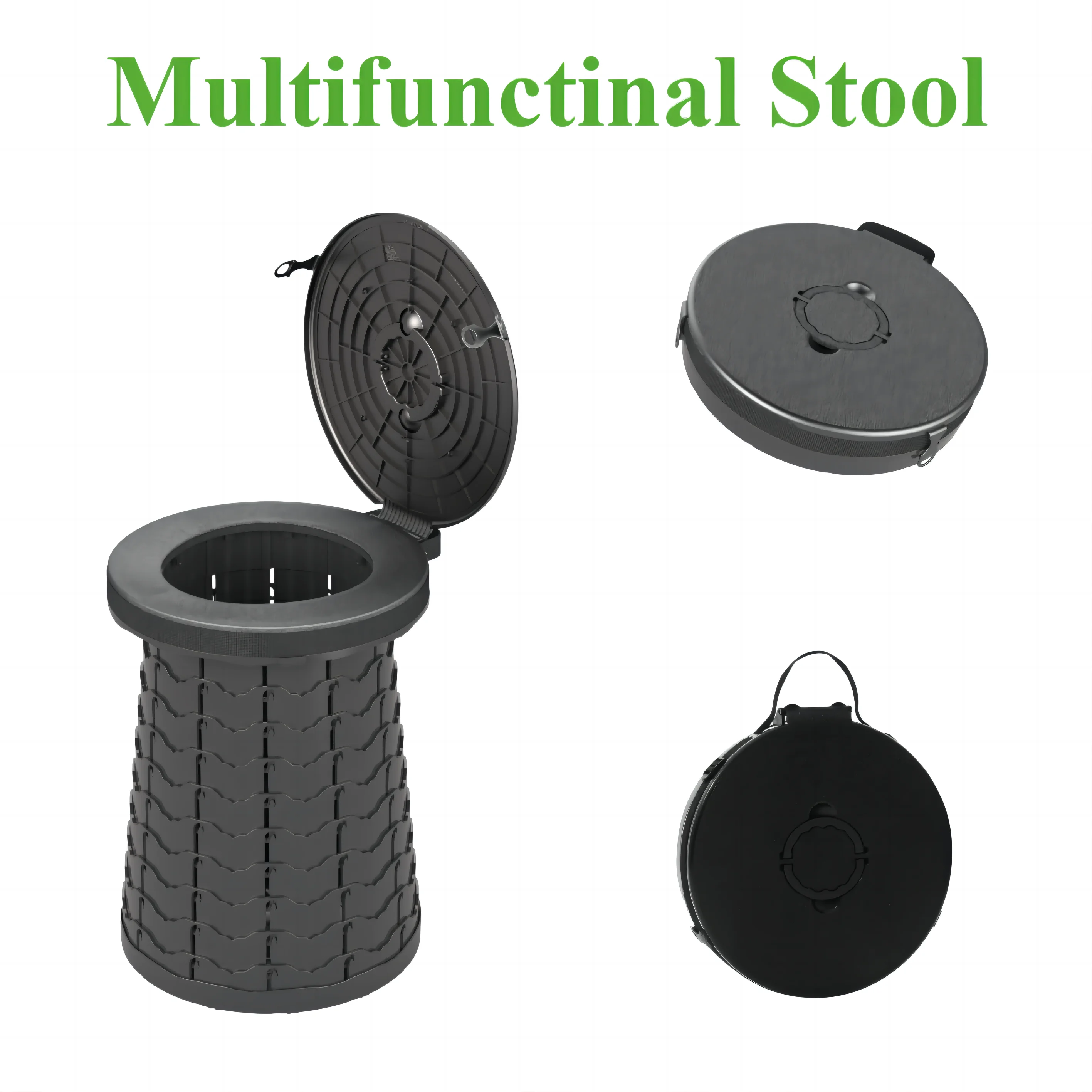 Portable And Foldable Camping Stool Folding Chair Table Garbage Can And ...