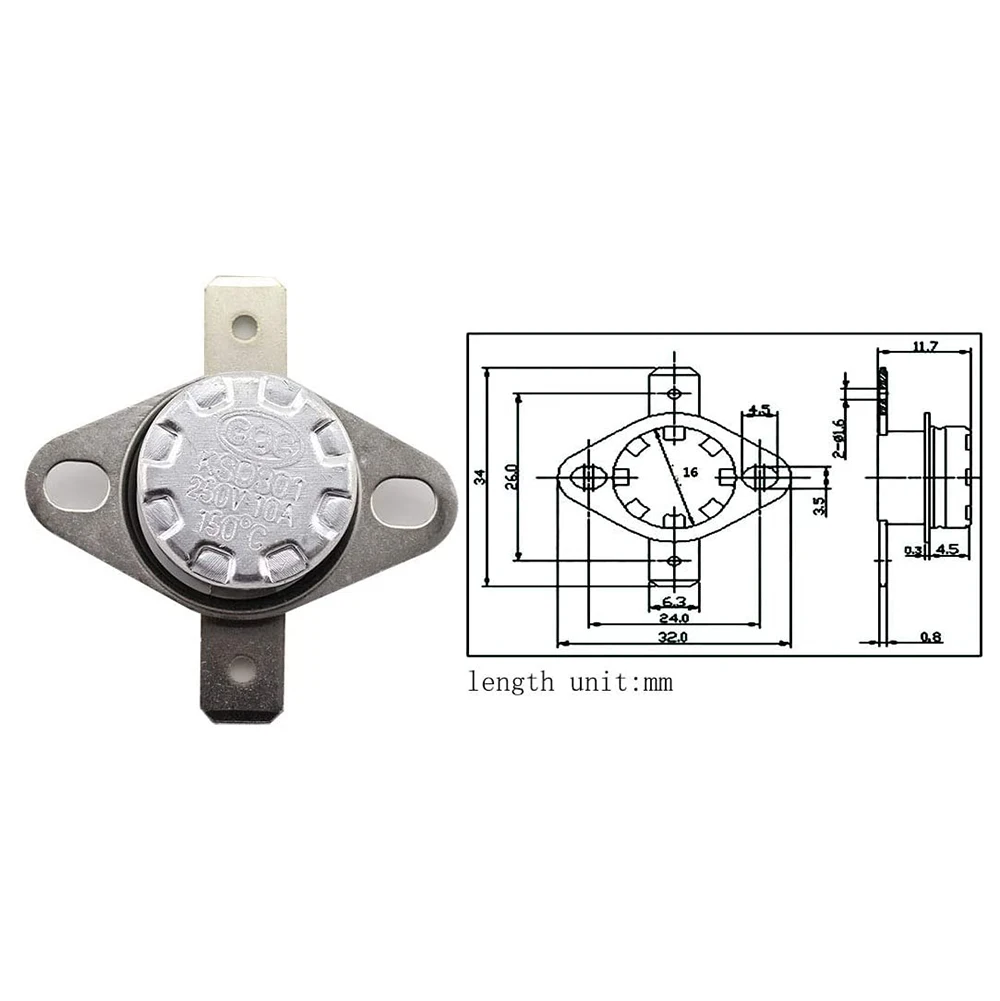 Ksd301 Thermal Bimetal Water Proof Temperature Controller Switch ...