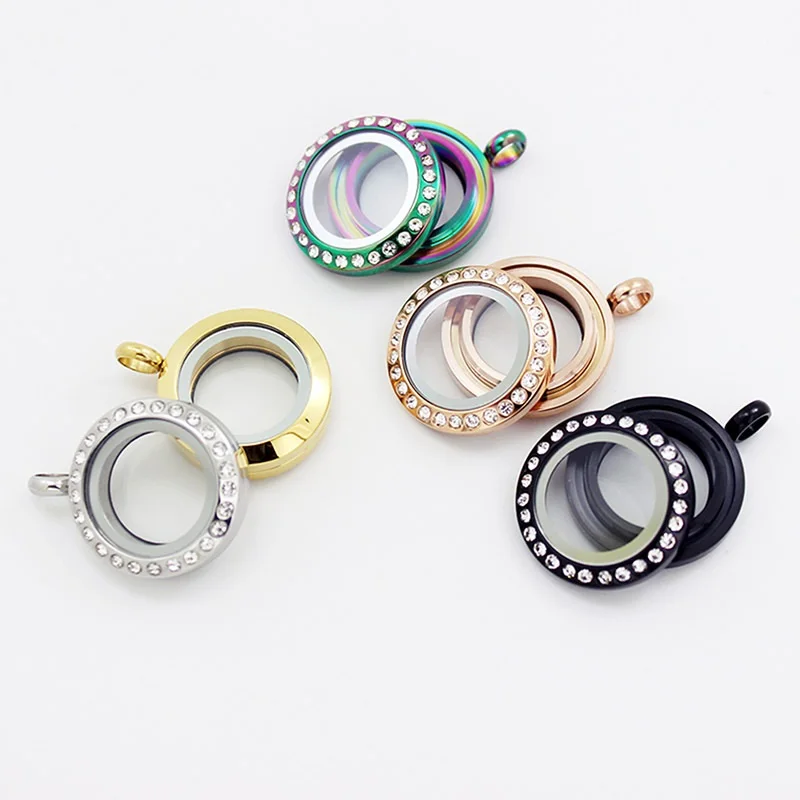 20mm Stainless Steel Glass Locket - Floating Photo Charm