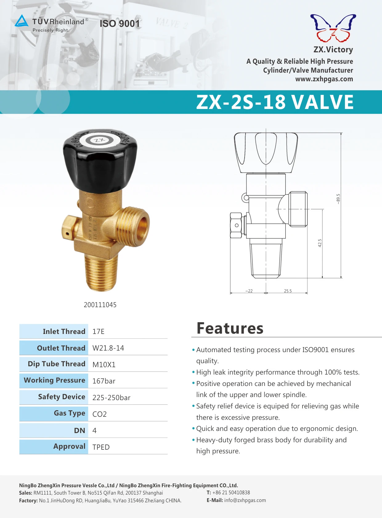 ZX TUV Approved Customized CO2 Gas Cylinder Valve Hand Wheel 17E W21.8 ...